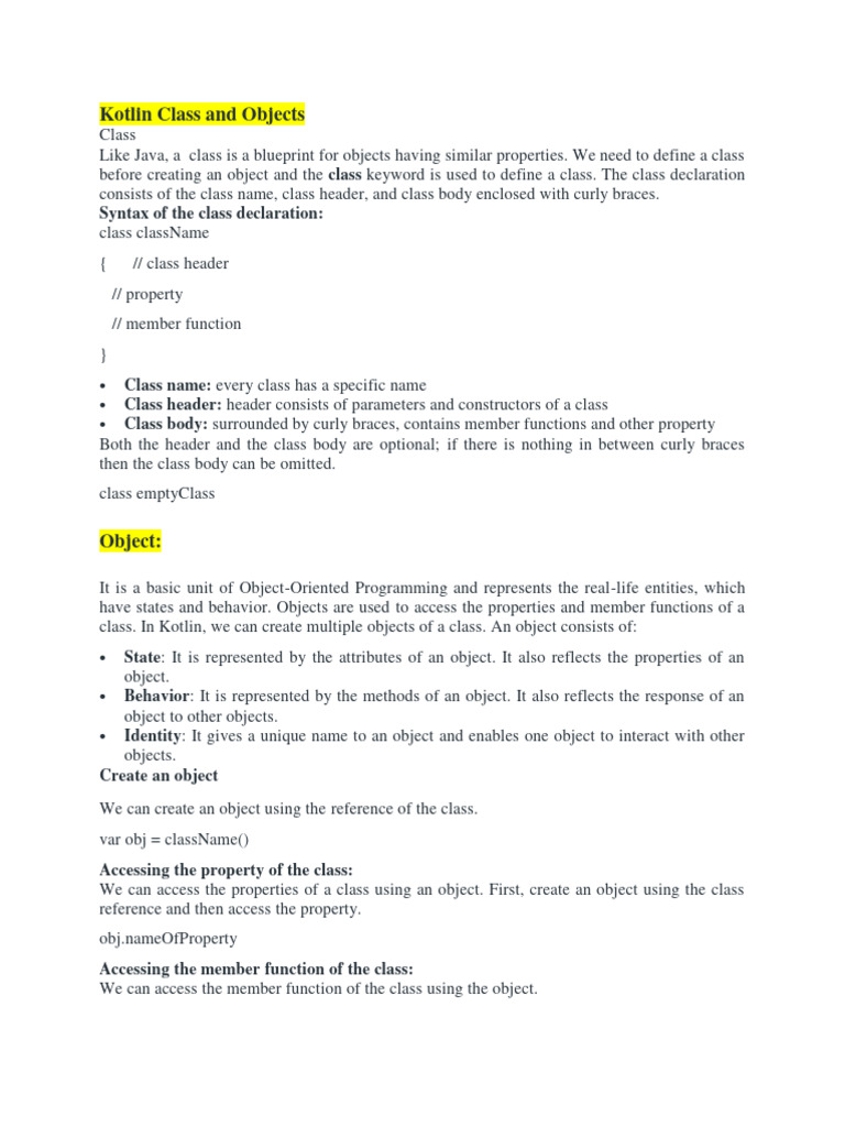 Kotlin - OOPS-Constructors-Access Modifiers | PDF