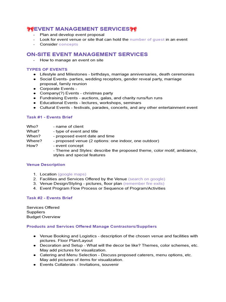 Notes Events Management | PDF