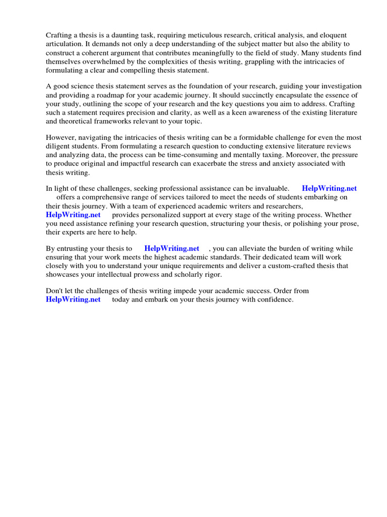Good Science Thesis Statements | PDF | Essays | Thesis