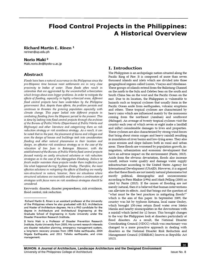 Flood Control Projects In The Philippines A Historical Overview Pdf