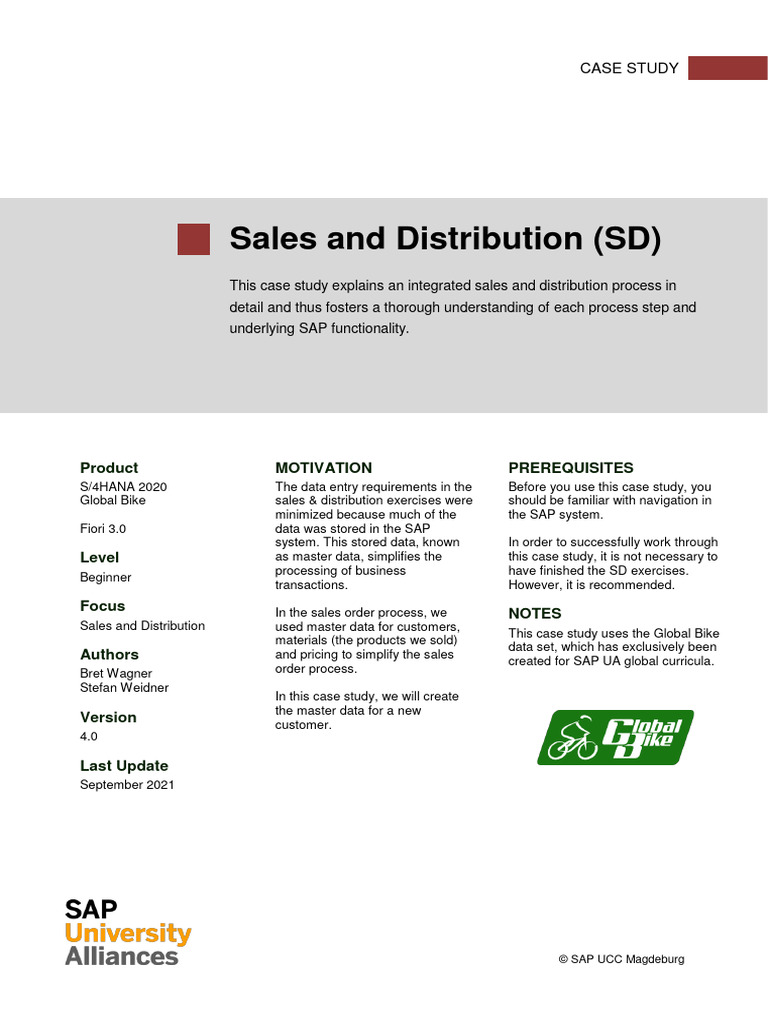 Activity-2-S4HANA Using Global Bike Case Study SD | PDF | Business