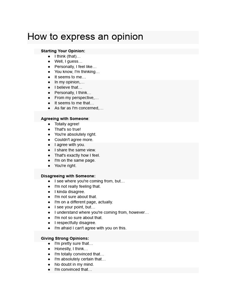 Expressing Opinions Guide | PDF