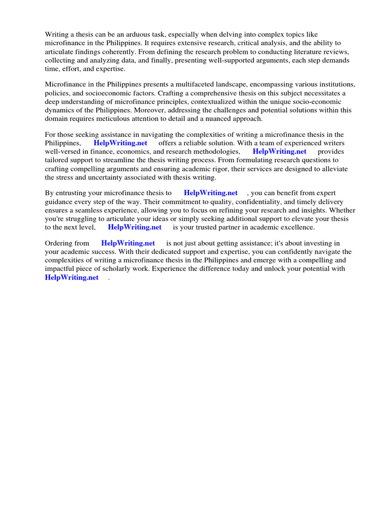 Microfinance Thesis in The Philippines | PDF | Microfinance | Financial ...