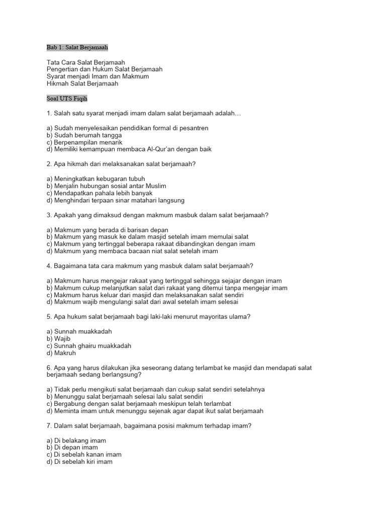 Fikih Uts Genap Kls 2 | PDF