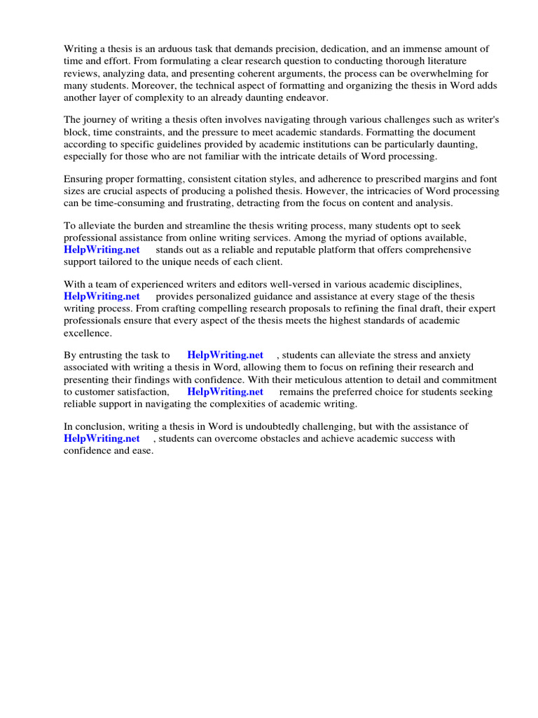 Writing A Thesis in Word | PDF