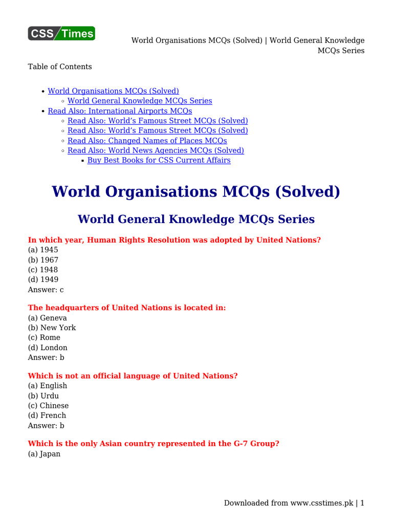 World Organisations | PDF