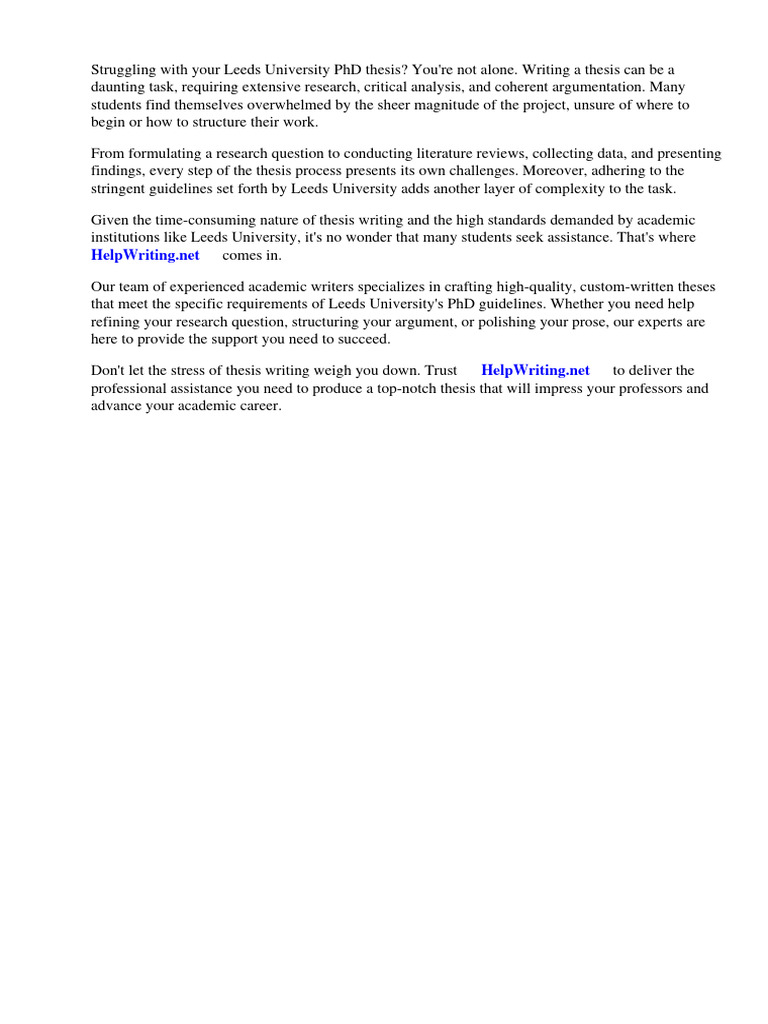 Leeds University PHD Thesis Guidelines | PDF | Psychology | Thesis