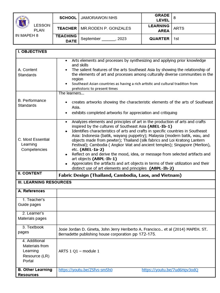 Lesson Plan Second Week 2 | PDF