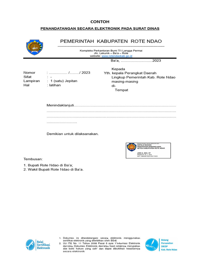 Contoh Surat TTE - Signed | PDF