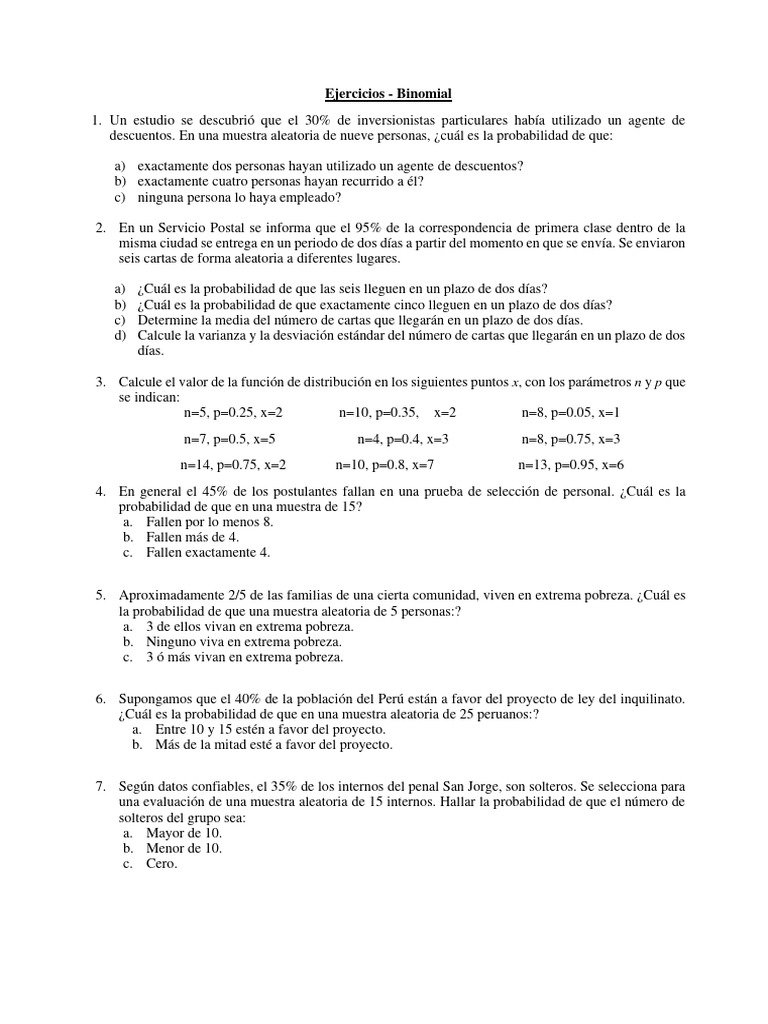 Tarea - Binomial y Normal | PDF | Probabilidad | Desviación Estándar