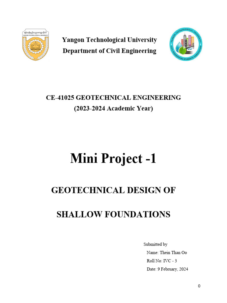 Geotechnical Design of Shallow Foundations - Thein Than Oo | PDF | Geotechnical Engineering ...