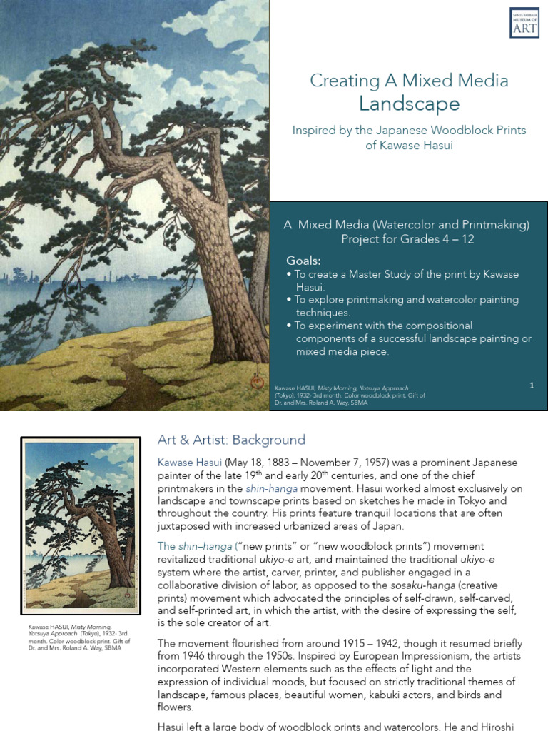 Mixed Media Landscape Art Lesson | PDF | Ukiyo E | Artistic Techniques