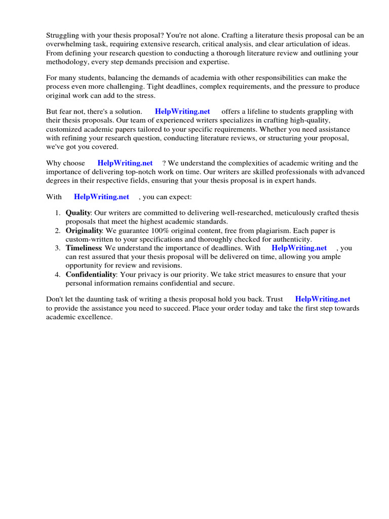 Example of Literature Thesis Proposal | Download Free PDF | Thesis | Essays