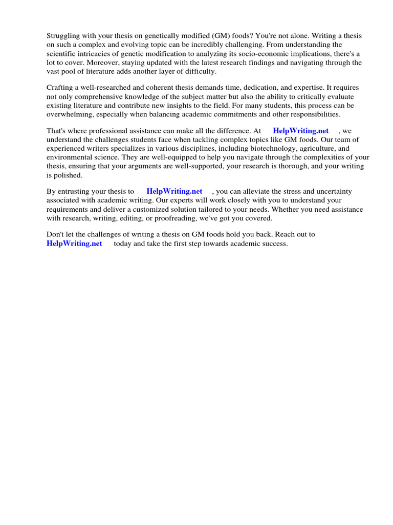 Thesis On GM Foods | PDF
