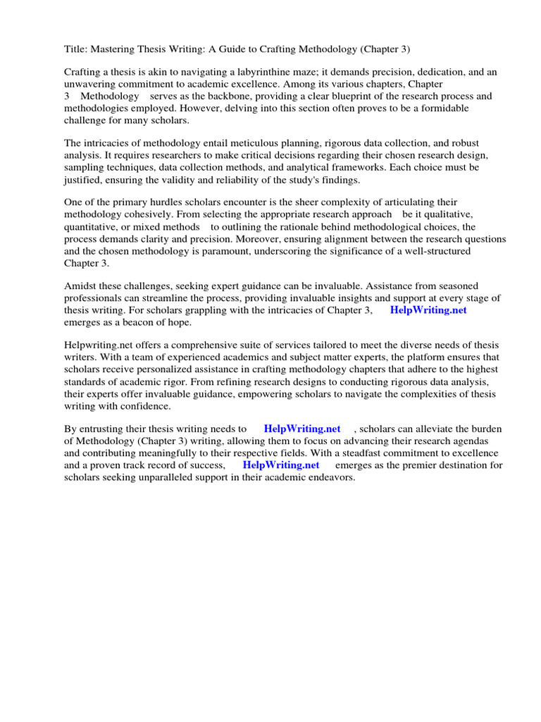 Example of Thesis Chapter 3 Methodology | PDF | Methodology ...