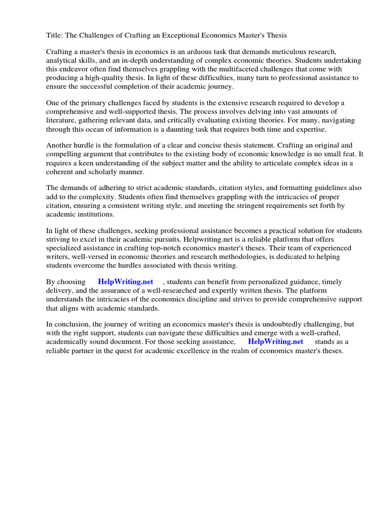 Econ Au Master Thesis | PDF