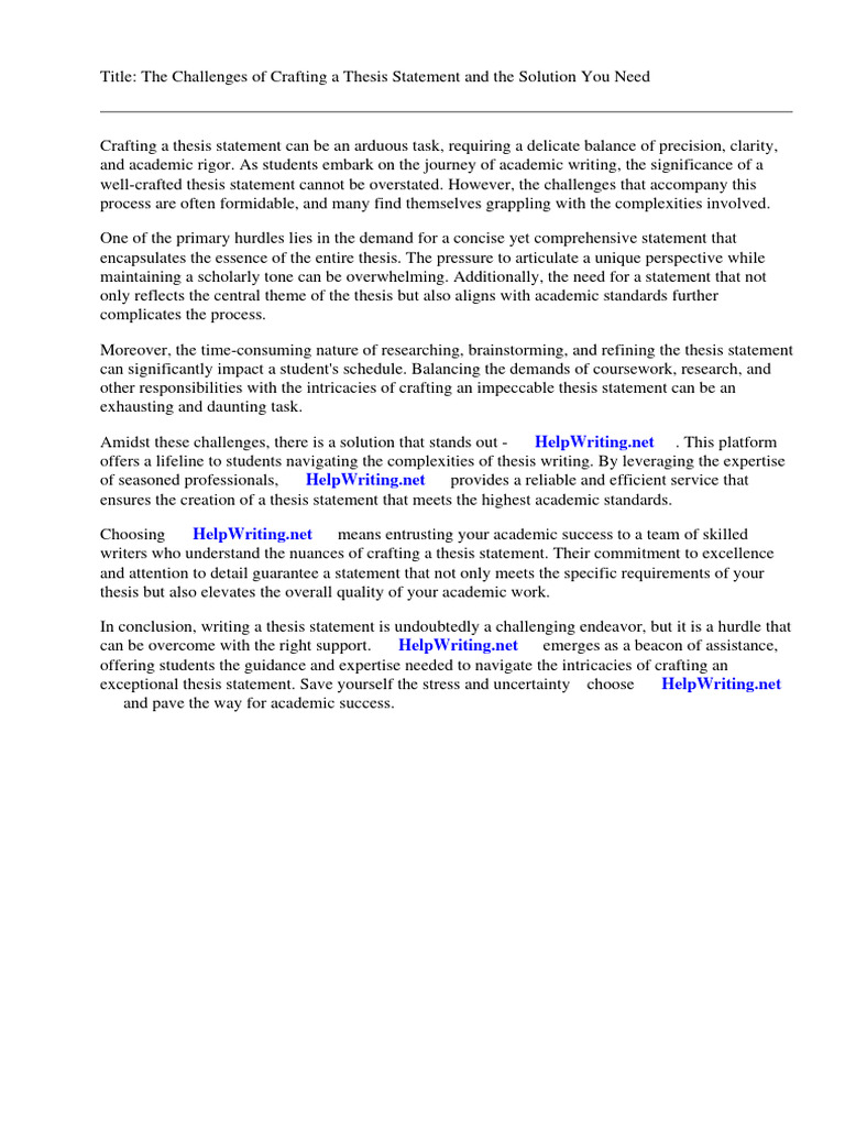 Hva Er Thesis Statement | PDF