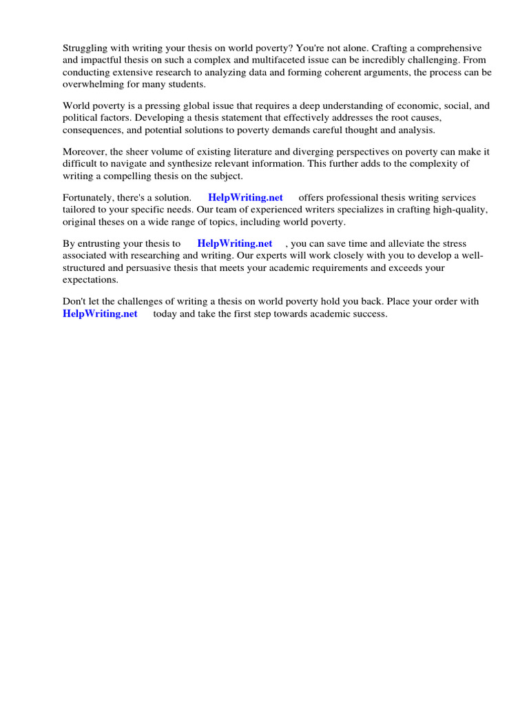 World Poverty Thesis Statement | PDF | Poverty | Poverty & Homelessness