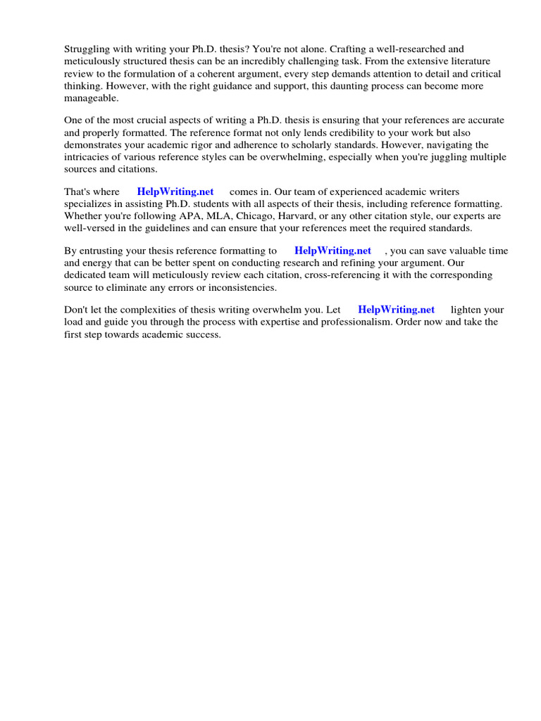 PHD Thesis Reference Format | PDF | Thesis | Apa Style