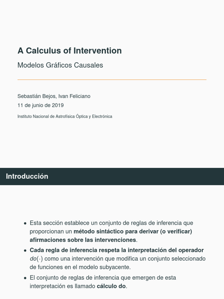 A Calculus of Intervention. Modelos Gráficos Causales - Bejos y ...