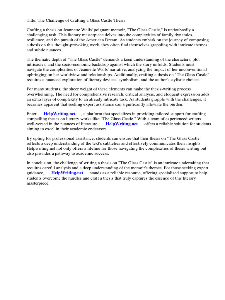 Glass Castle Thesis | PDF