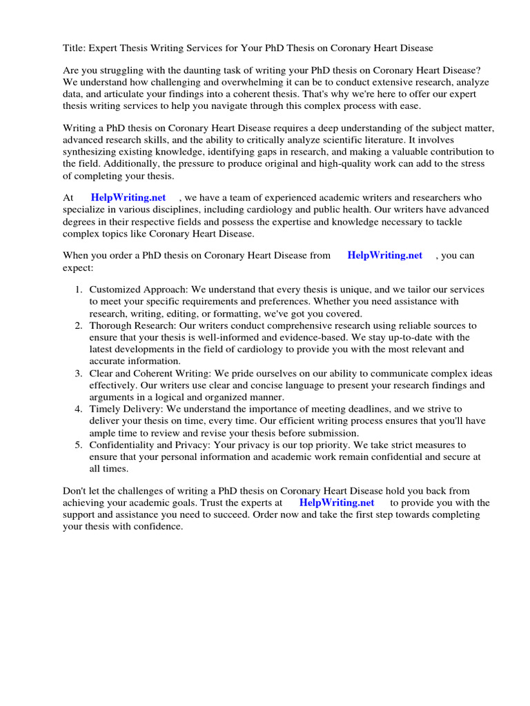 PHD Thesis On Coronary Heart Disease | PDF | Coronary Artery Disease ...