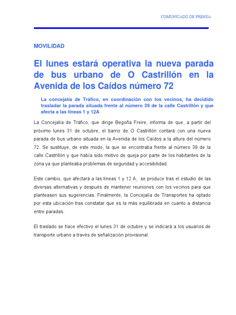 29-10-11 MOVILIDAD - Parada de Bus | PDF