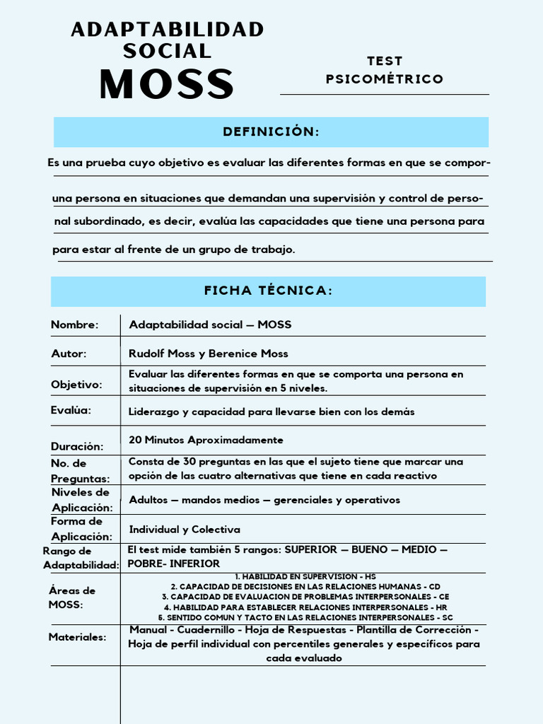 Ficha Tecnica Moss | PDF