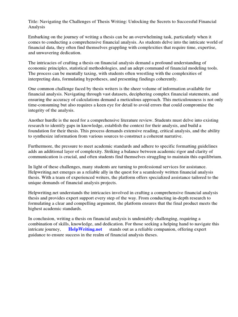 Sample Thesis Financial Analysis | PDF | Debt | Equity (Finance)