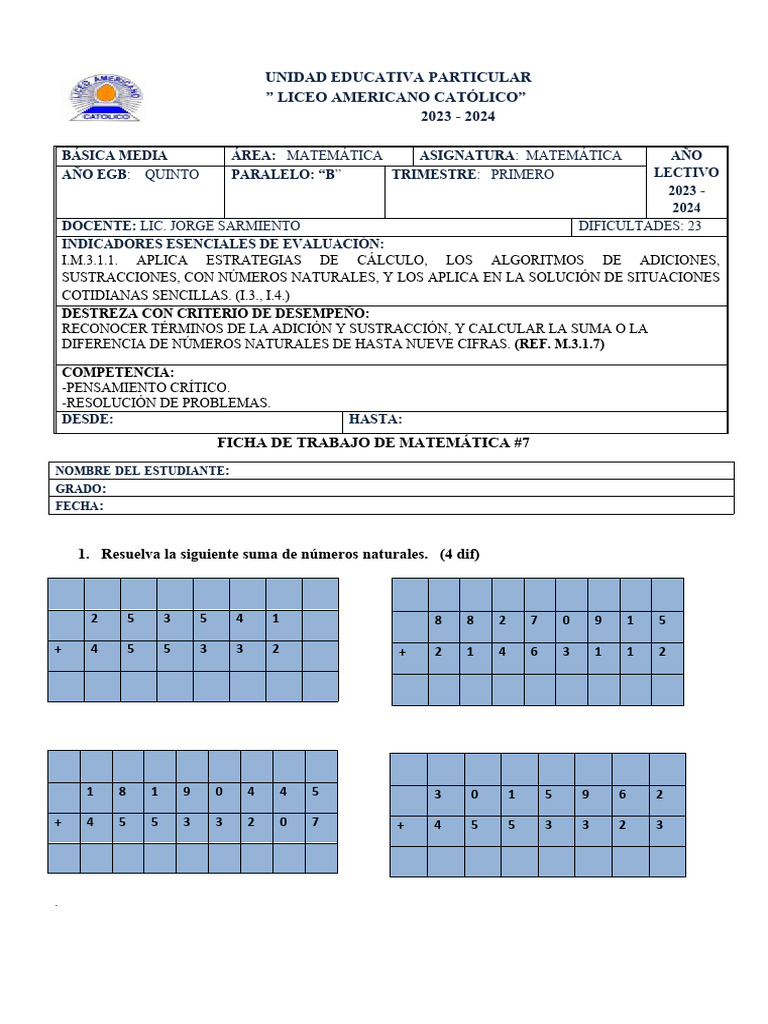 Deber de Matemática | PDF