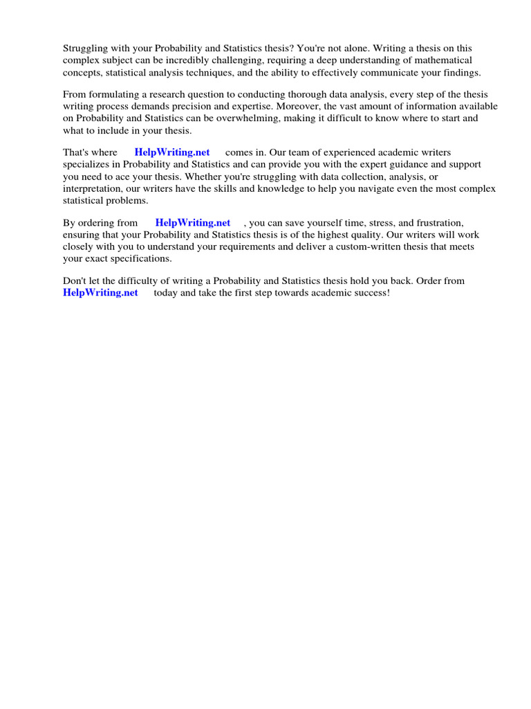 Probability and Statistics Sample Thesis | PDF