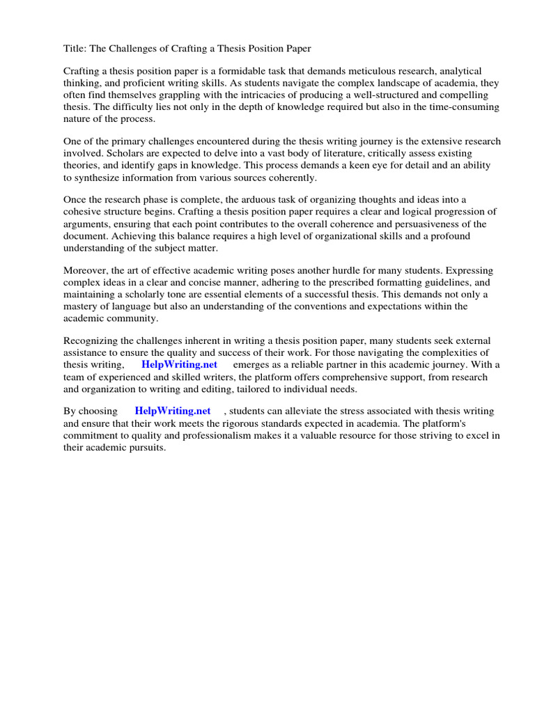 Thesis Position Paper | PDF | Essays | Thesis