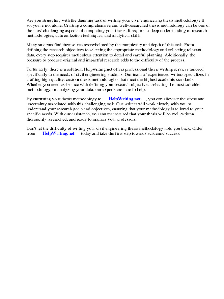 Civil Engineering Thesis Methodology | PDF
