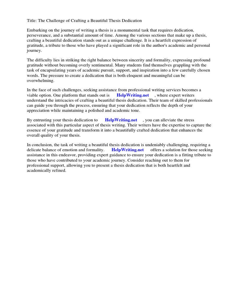 Beautiful Thesis Dedication | Download Free PDF | Thesis | Essays