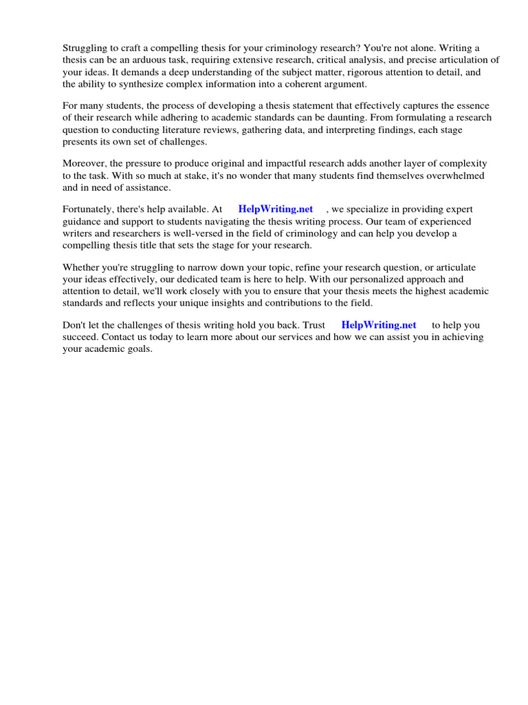 Thesis Title Sample for Criminology | PDF