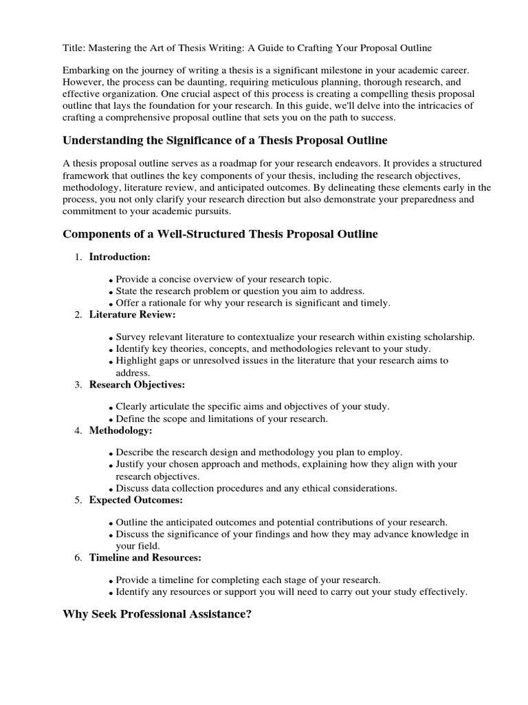 Thesis Proposal Outline Guide | PDF | Thesis | Methodology