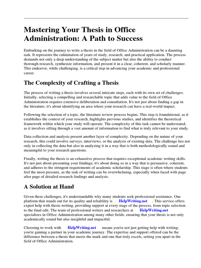 Example of Thesis Title For Office Administration | PDF | Thesis ...