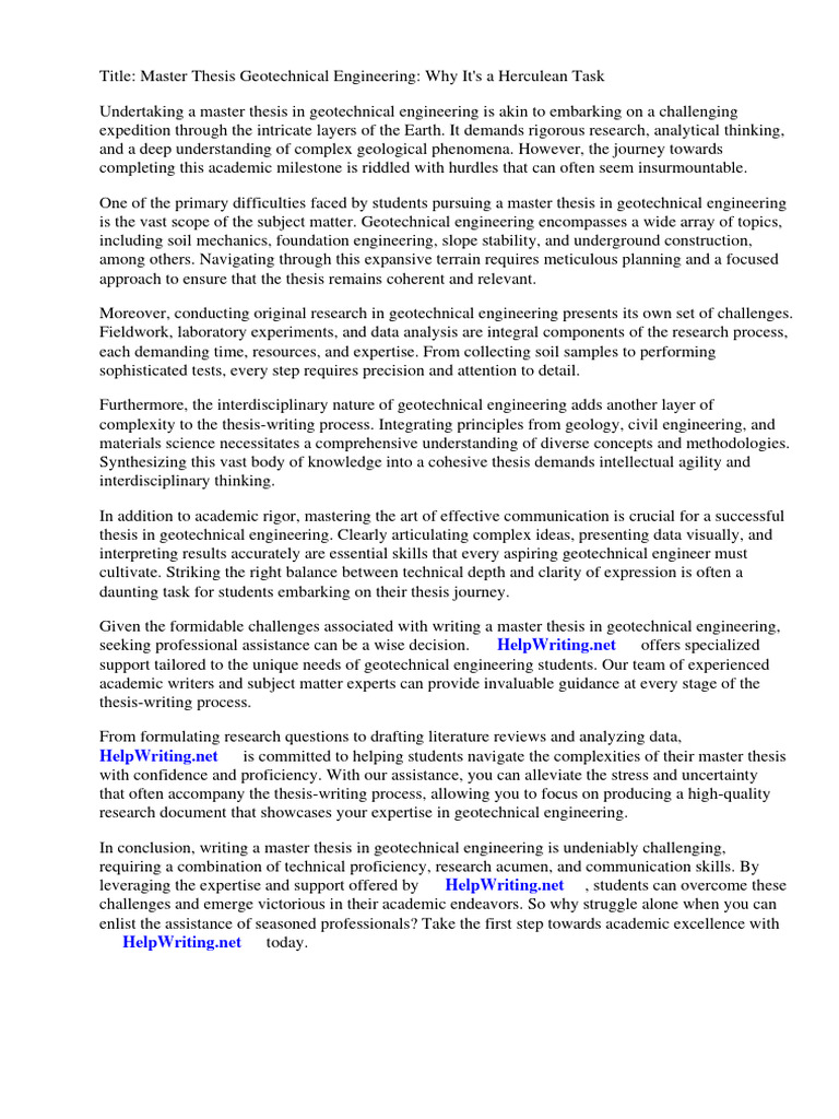 Master Thesis Geotechnical Engineering | PDF | Geotechnical Engineering | Civil Engineering