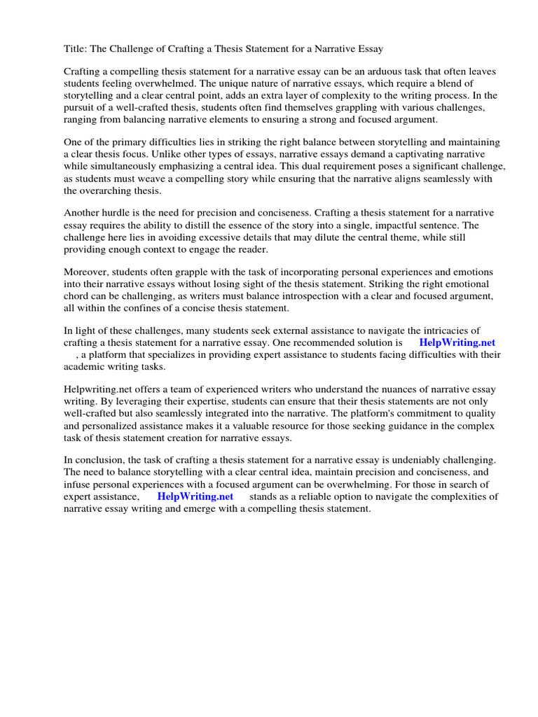 How To Write A Thesis Statement For Narrative Essay | PDF | Essays ...