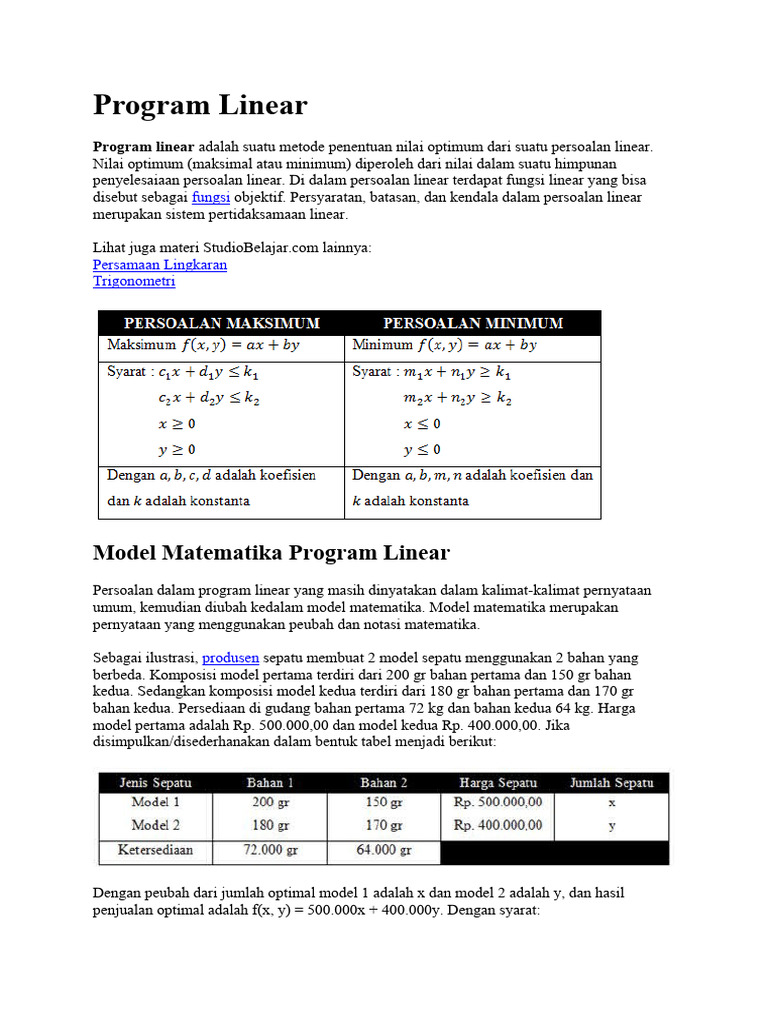 Program Linear | PDF