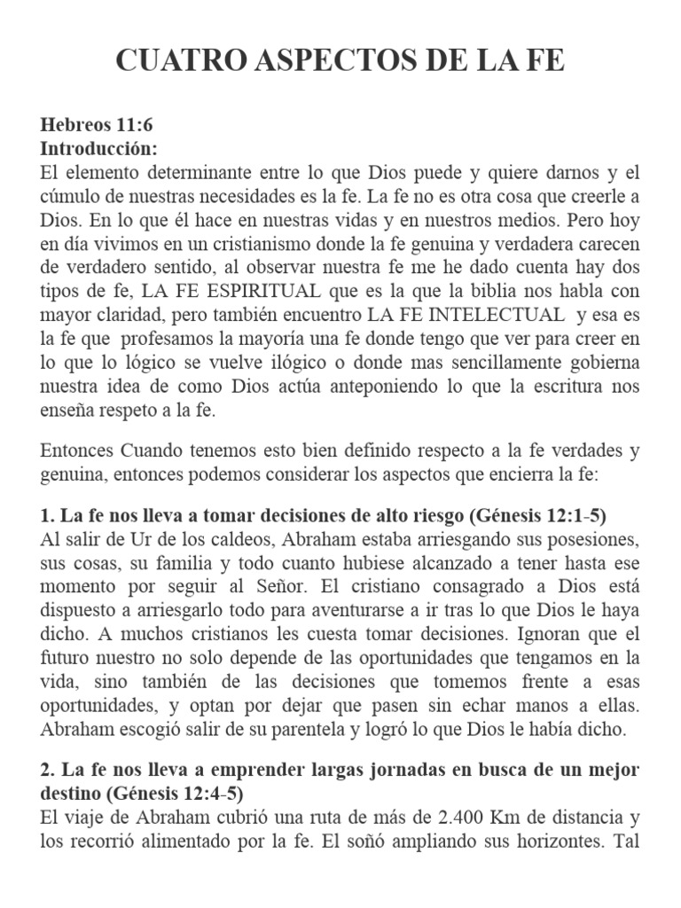 Cuatro Aspectos de La Fe | PDF