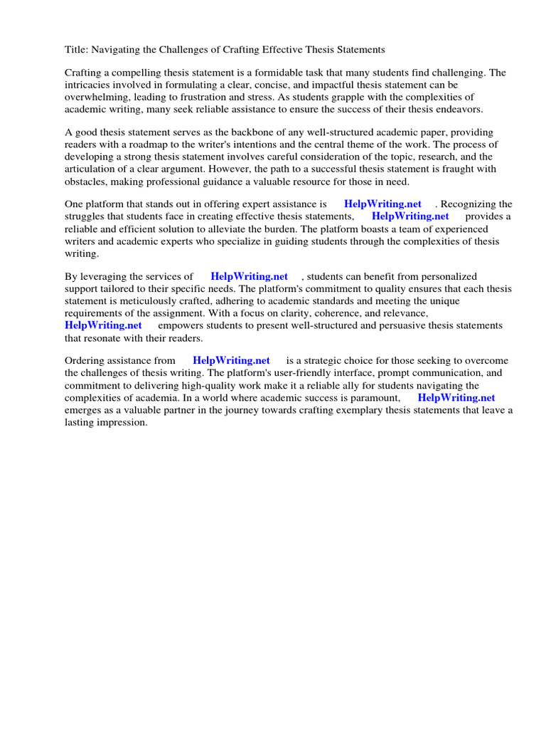 What Is A Good Thesis Statements | PDF