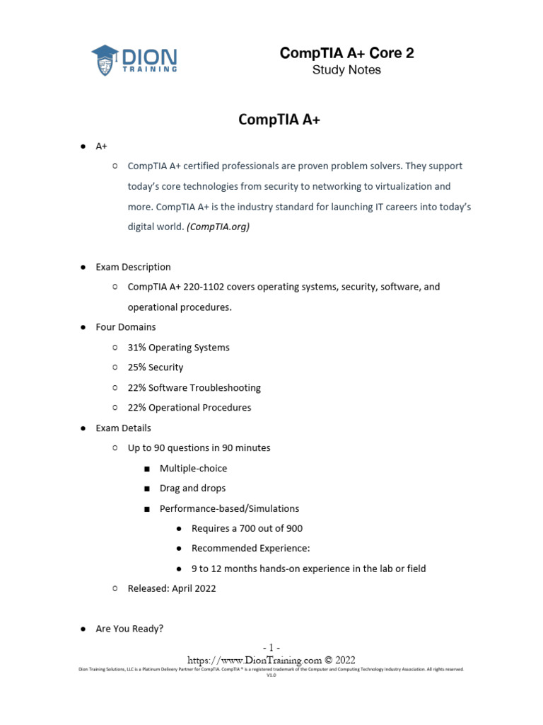CompTIA A 220-1102 Study Guide | PDF | File System | Operating System