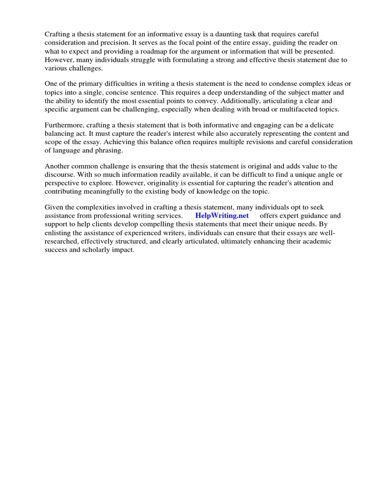 Thesis Statement of An Informative Essay | PDF | Essays | Thesis