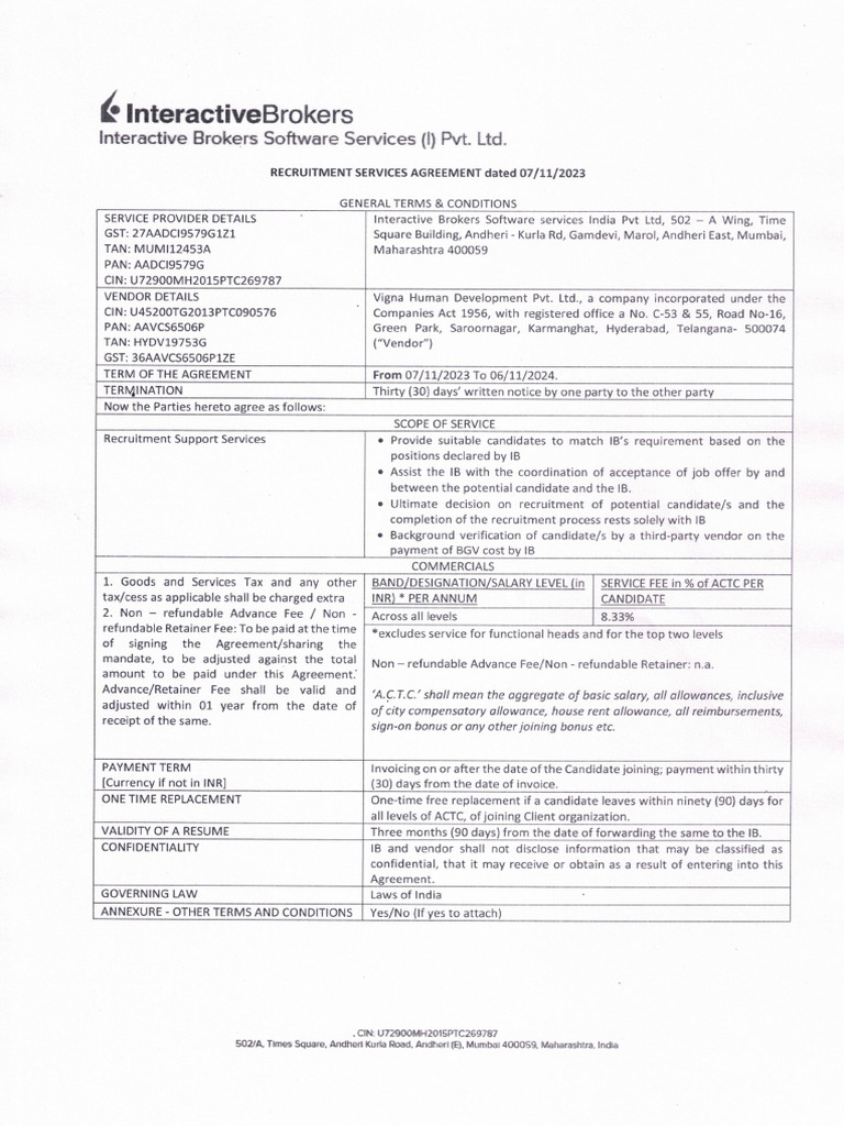 Interactive Brokers Software Services Vendor Form | PDF