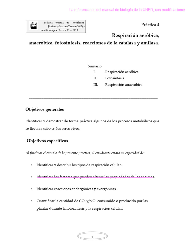 Práctica 4. UNED. Biología General Laboratorio. FHerrera Mod | PDF