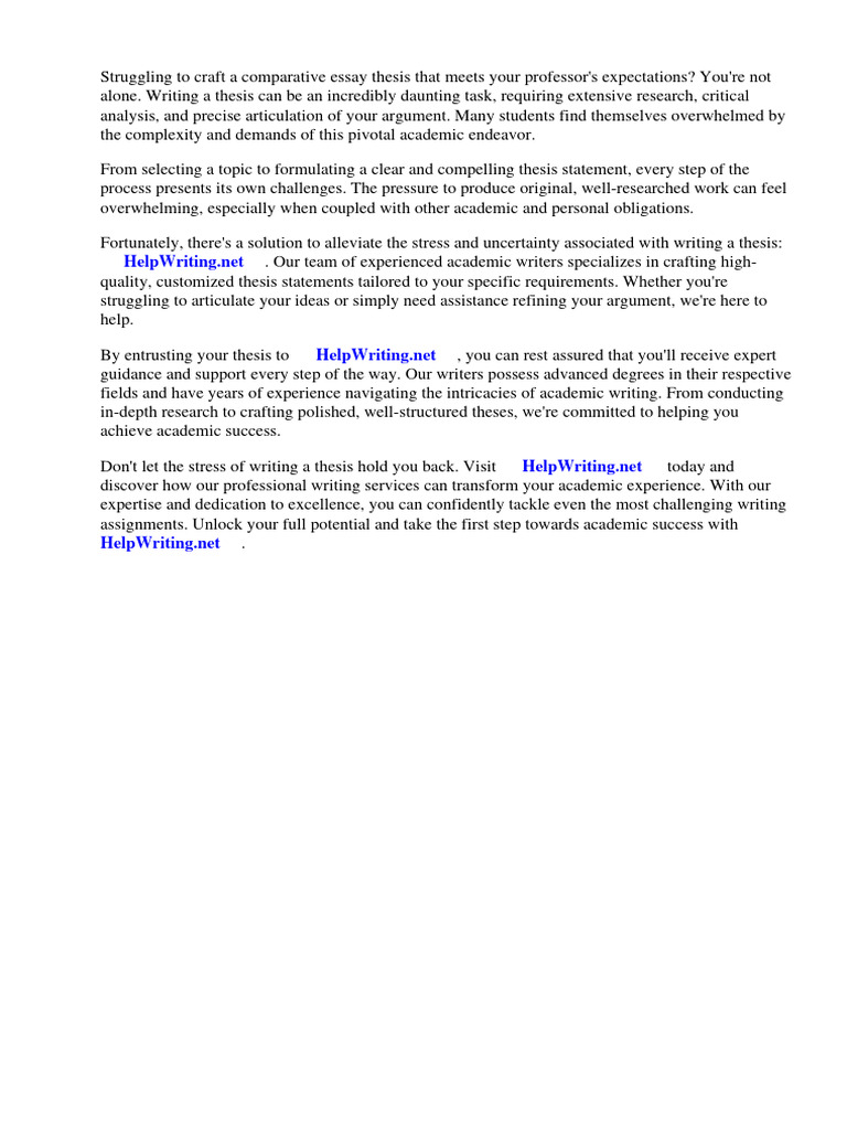 Comparative Essay Sample Thesis | PDF | Essays | Thesis
