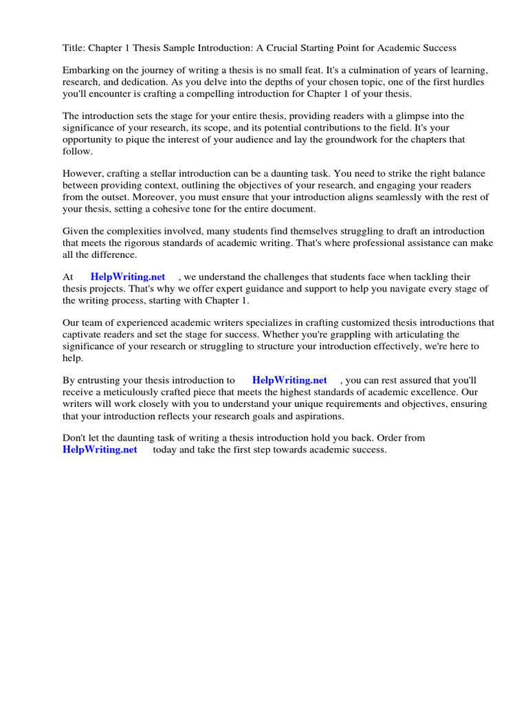 Chapter 1 Thesis Sample Introduction | PDF | Thesis Chapter 1 Thesis Sample Introduction | PDF | Thesis