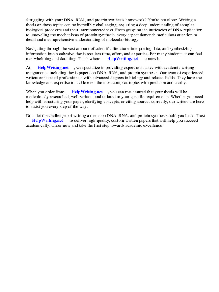 Dna Rna Protein Synthesis Homework 1 The Basics of Dna | PDF