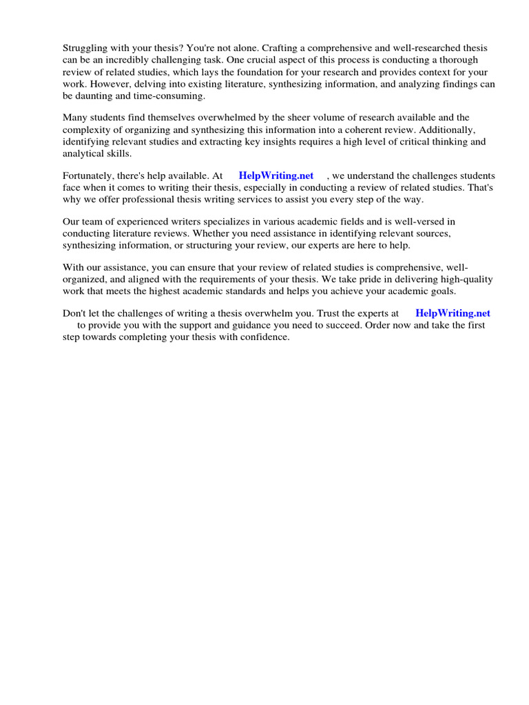 Review of Related Studies Thesis Sample | PDF | Thesis | Essays
